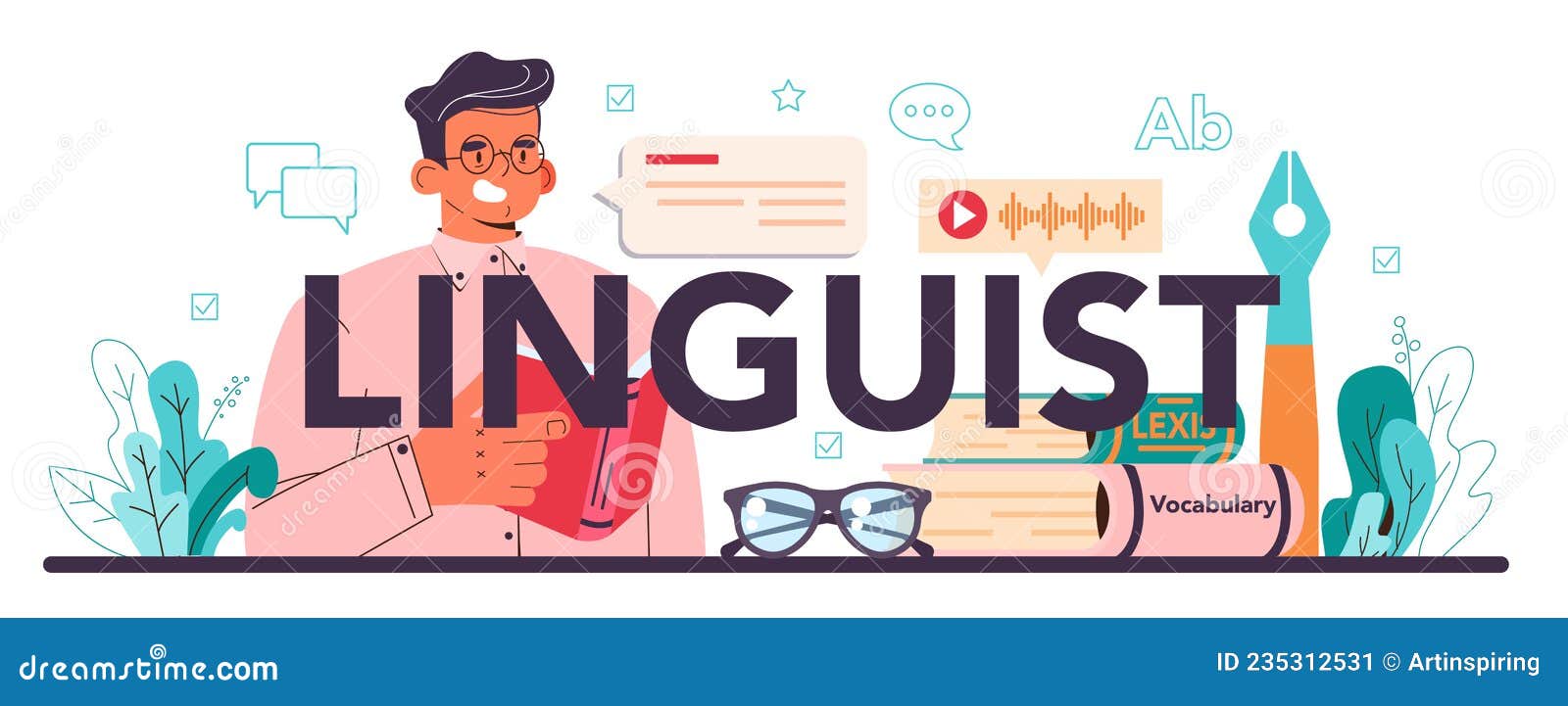 Linguistic Typographic Header. Scientific Study of Language, Its ...