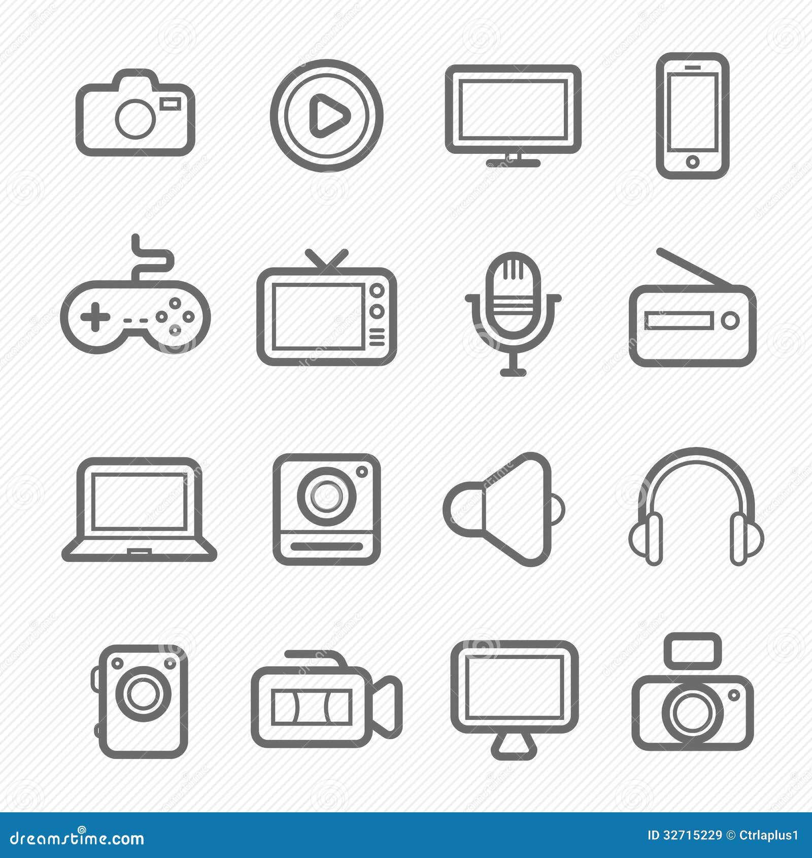 Linha ícone Do Símbolo Do Dispositivo E Dos Multimédios Ilustração do ...