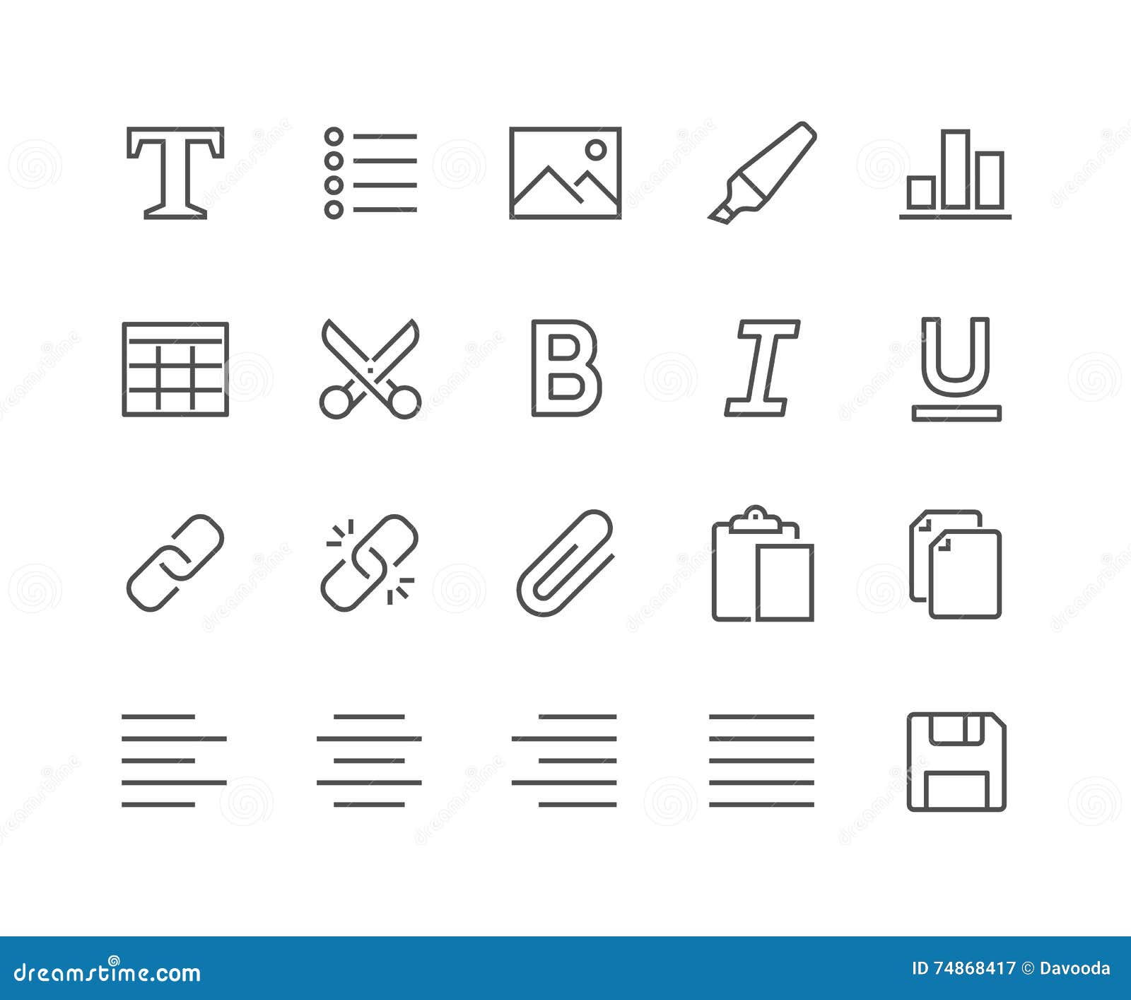 Linha ícones Da Edição De Texto Ilustração do Vetor - Ilustração de ...