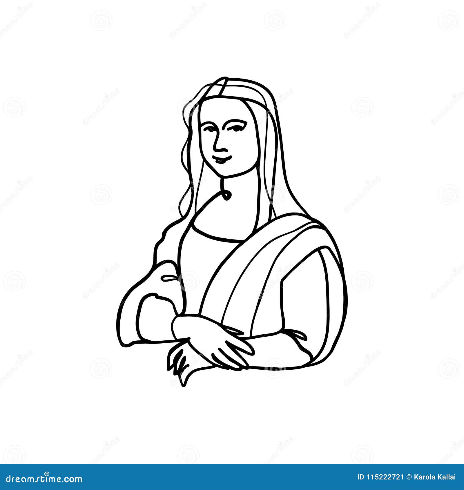 Linha arte de Mona Lisa ilustração do vetor. Ilustração de isolado ...