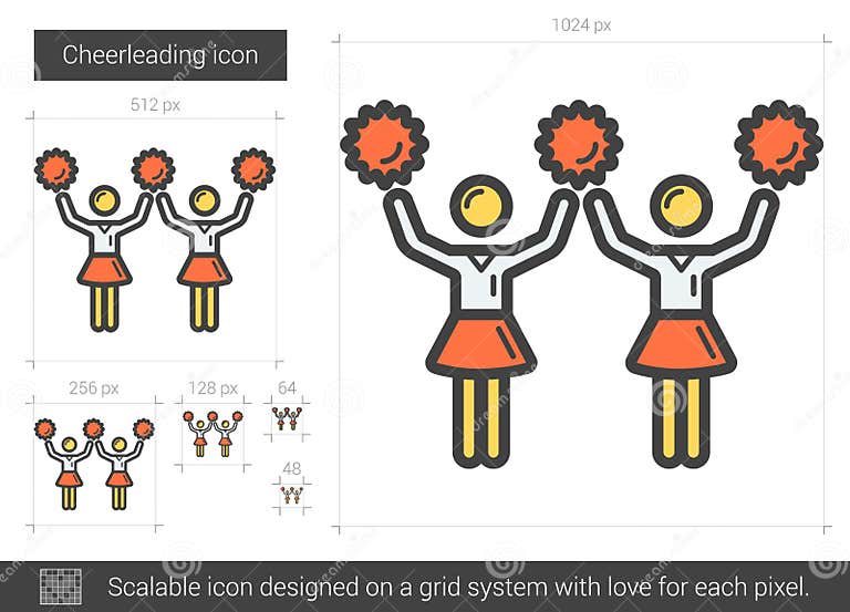 Linha Cheerleading ícone ilustração do vetor. Ilustração de equipe ...