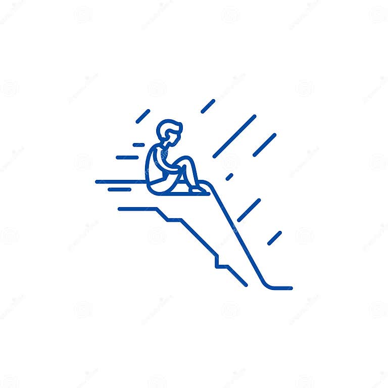 Loneliness Line Icon Concept. Loneliness Flat Vector Symbol, Sign ...