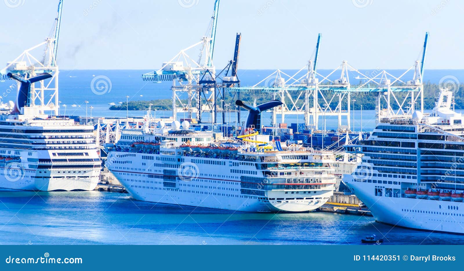 Linha De Navios De Cruzeiros Em Miami Imagem de Stock - Imagem de ...