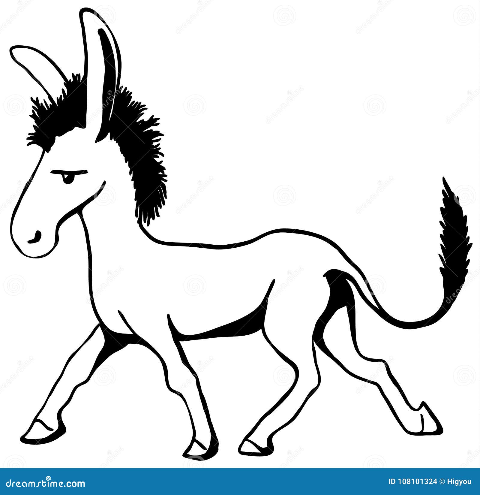 Linha Desenhos Animados Do Asno Ilustração do Vetor - Ilustração de ...