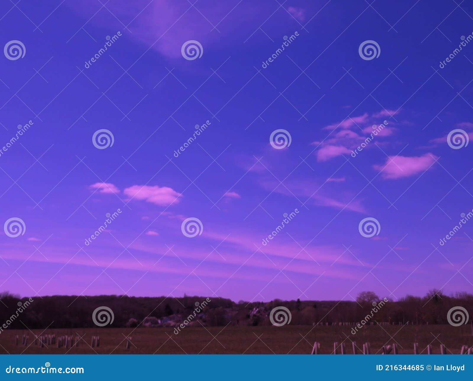 Linha Do Horizonte Roxa Com Faixas De Nuvens Imagem de Stock - Imagem ...