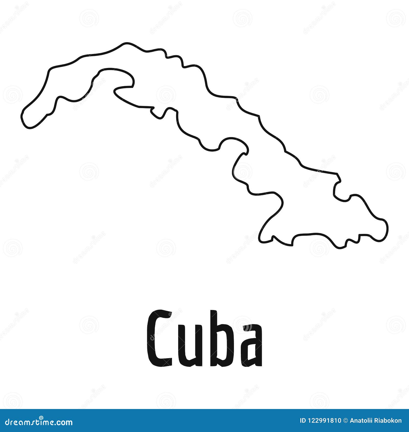 Linha Fina Do Mapa De Cuba Simples Ilustração Stock - Ilustração de ...