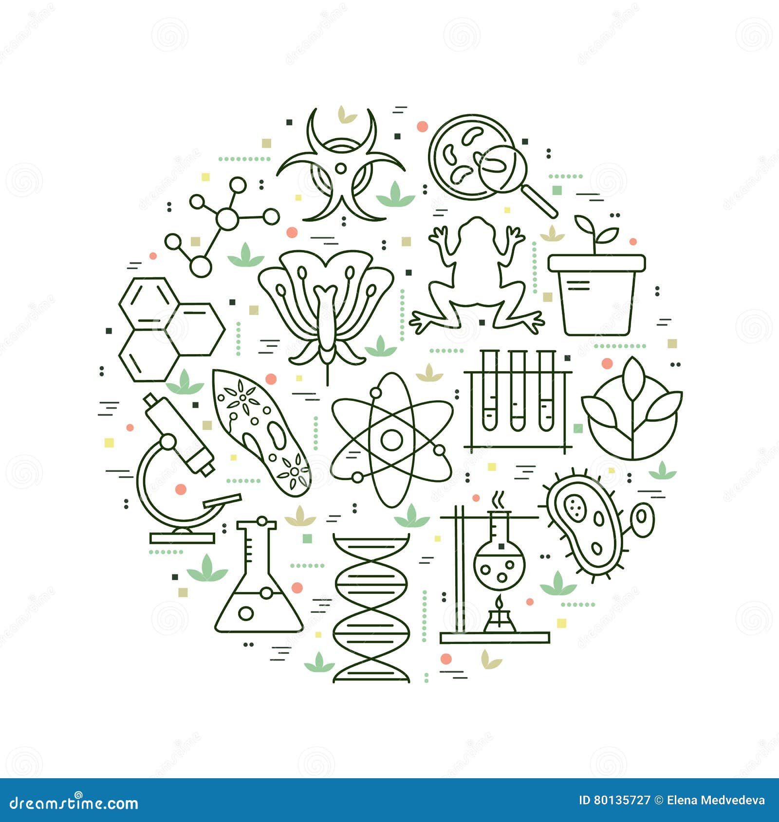 Linha Fina Moderna Conceitos Com Elementos Da Biologia Ilustração do ...