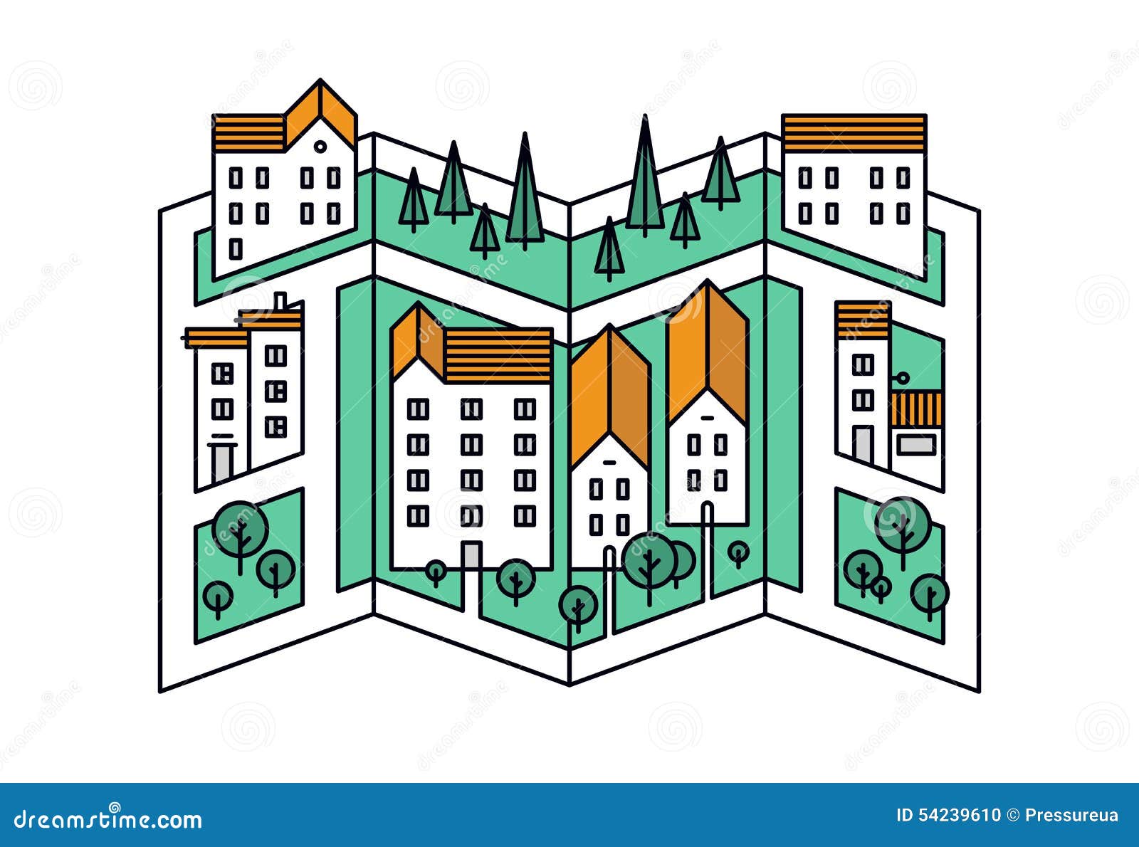 Linha Ilustração Do Mapa De Ruas Do Estilo Ilustração do Vetor ...