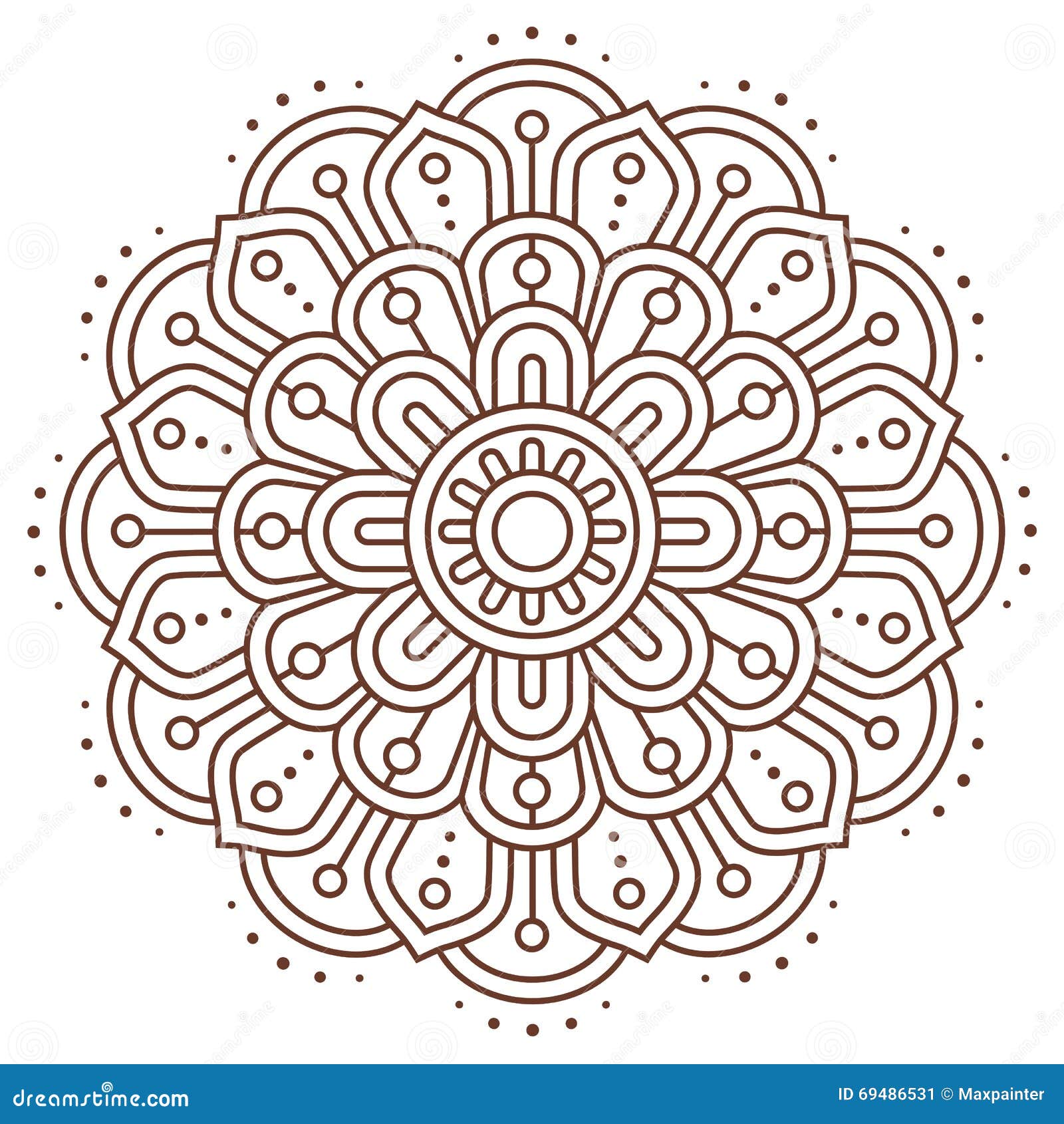 Linha Indiana Abstrata Do Vetor Da Mandala Ilustração do Vetor ...