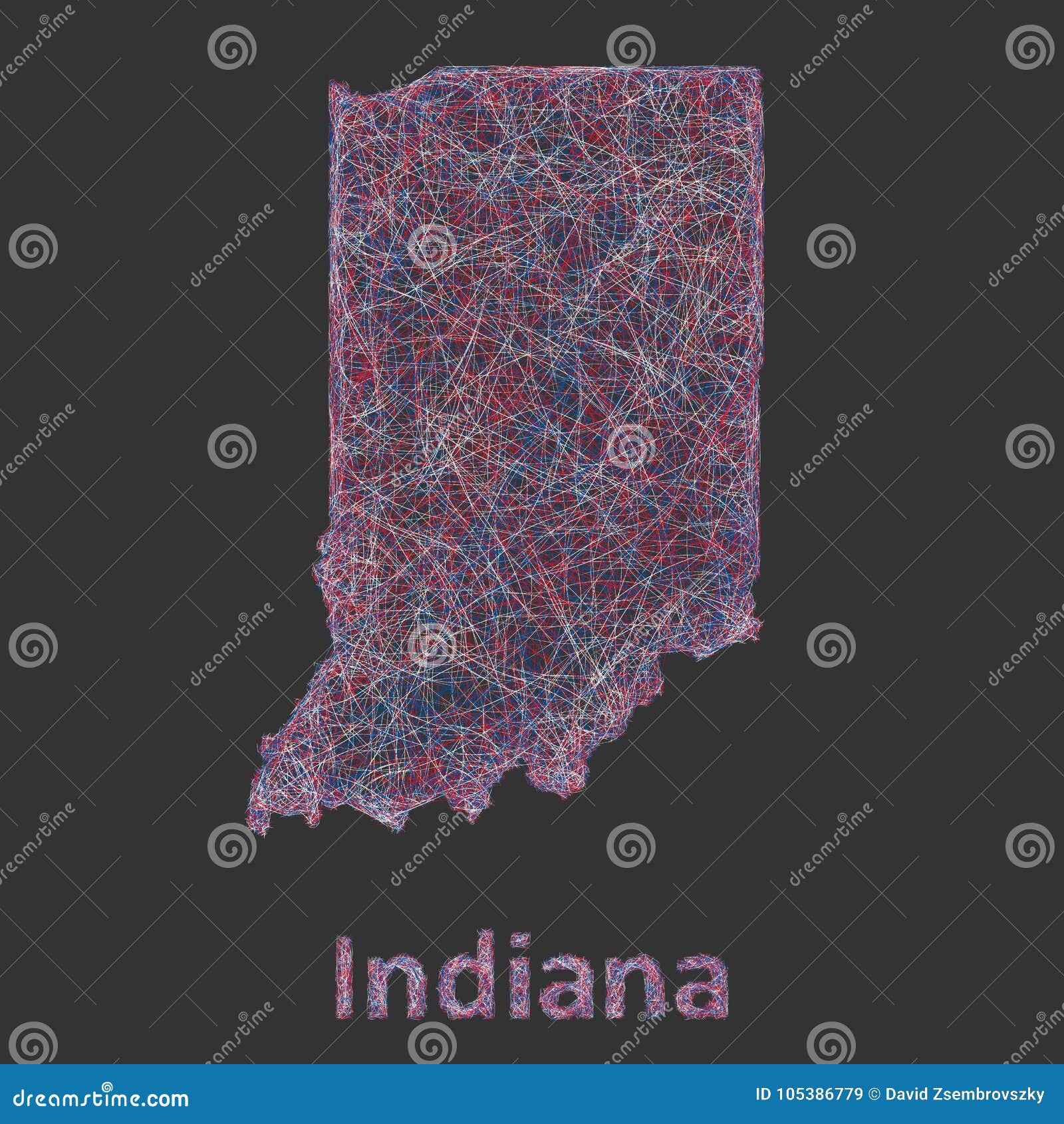 Linha Mapa De Indiana Da Arte Ilustração do Vetor - Ilustração de ...