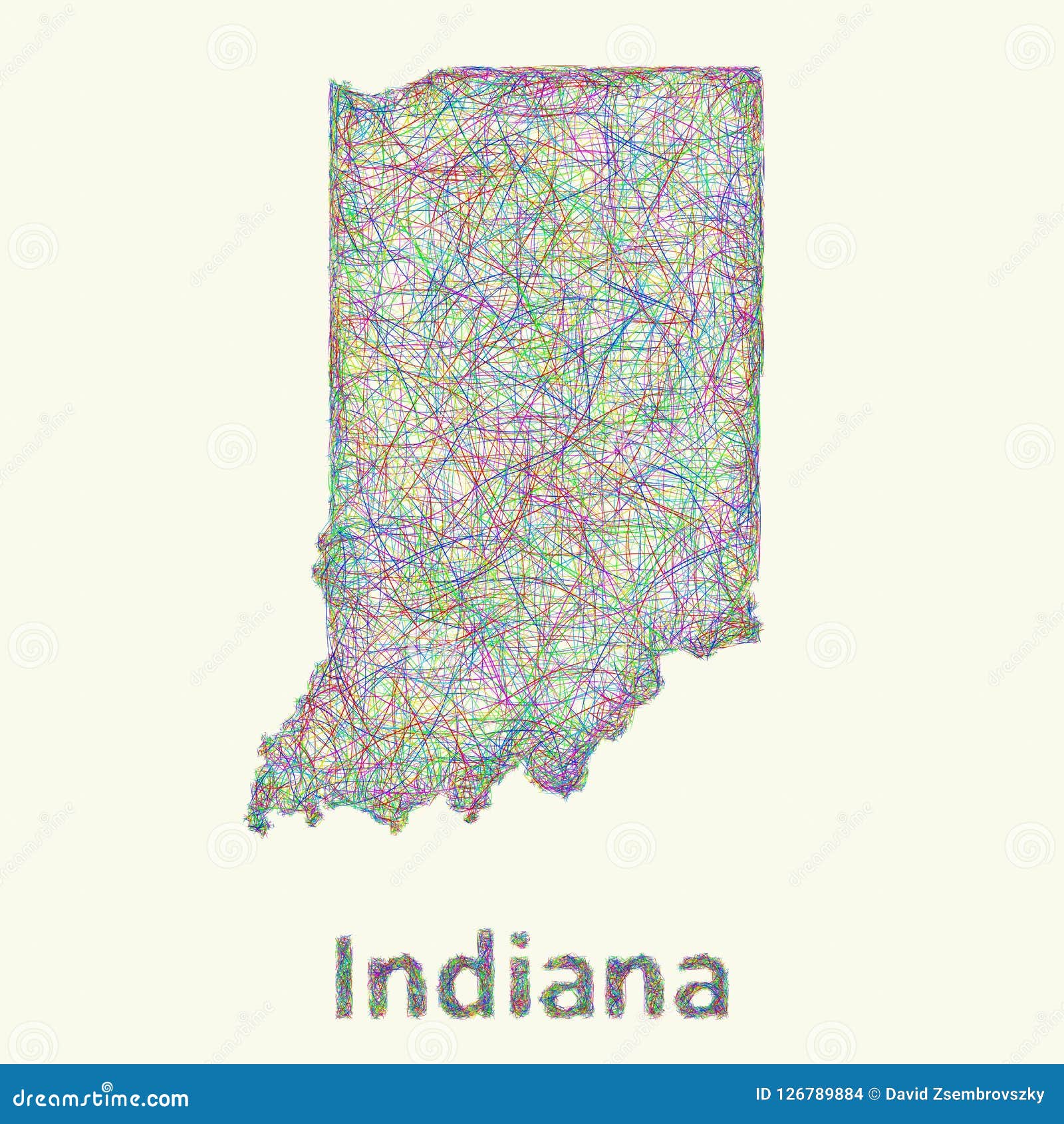 Linha Mapa De Indiana Da Arte Ilustração do Vetor - Ilustração de vetor ...