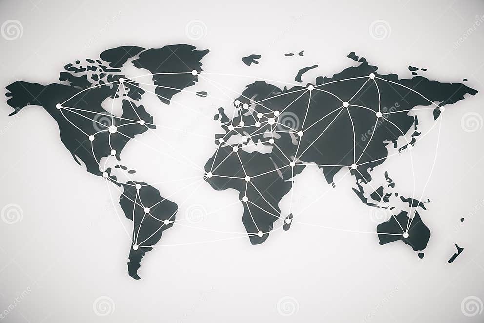 Linhas Do Mapa Do Mundo E Da Conexão Foto de Stock - Imagem de ...