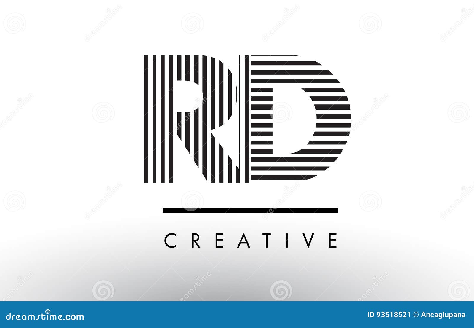 Linhas Preto E Branco Letra Logo Design Do RD R D Ilustração do Vetor ...