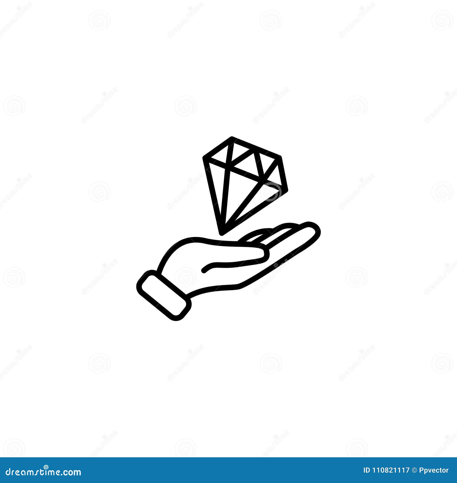 Linie Ikone Diamant in Der Hand Vektor Abbildung - Illustration von ...