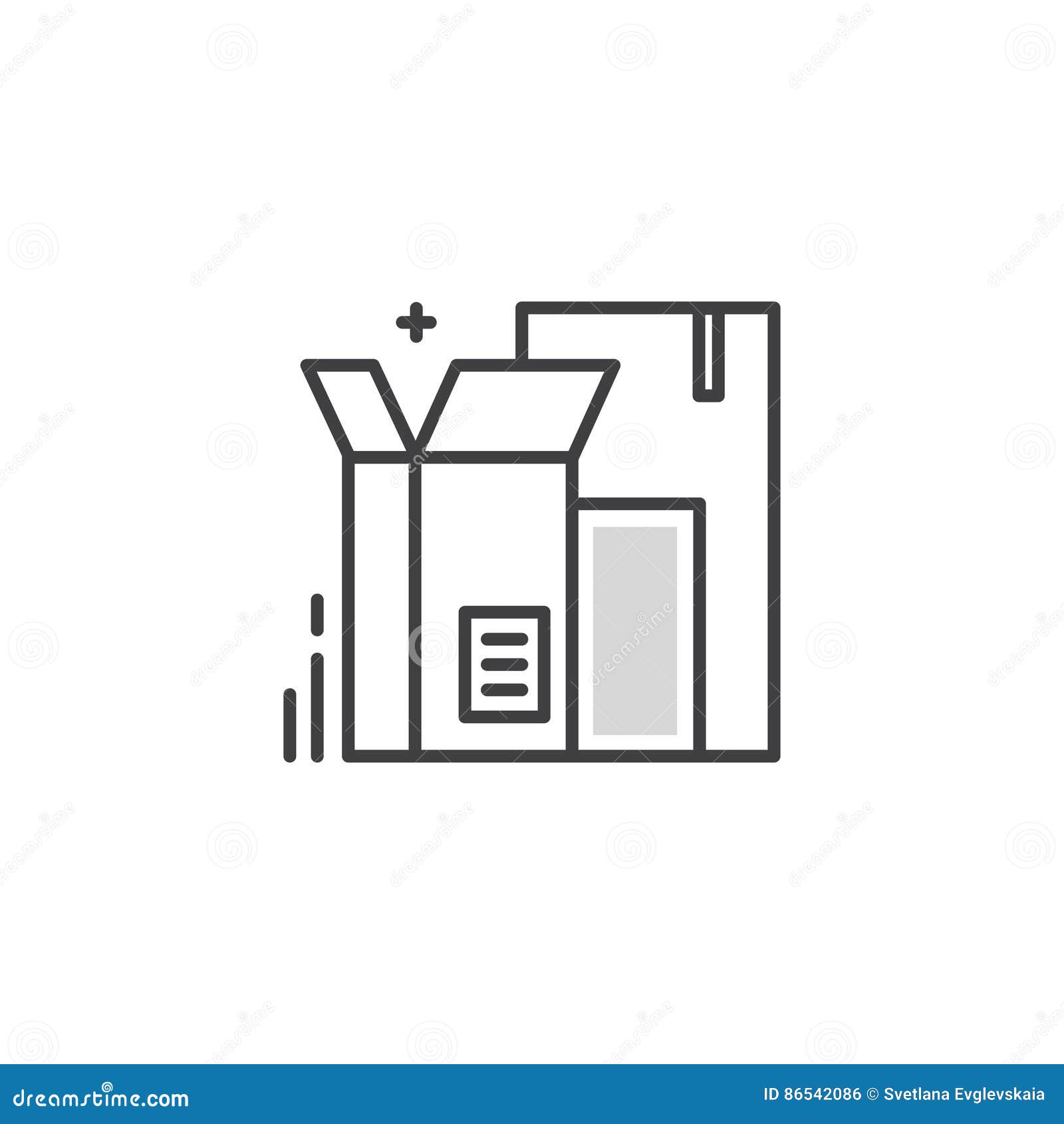 Linie packt Logo ein vektor abbildung. Illustration von kasten - 86542086