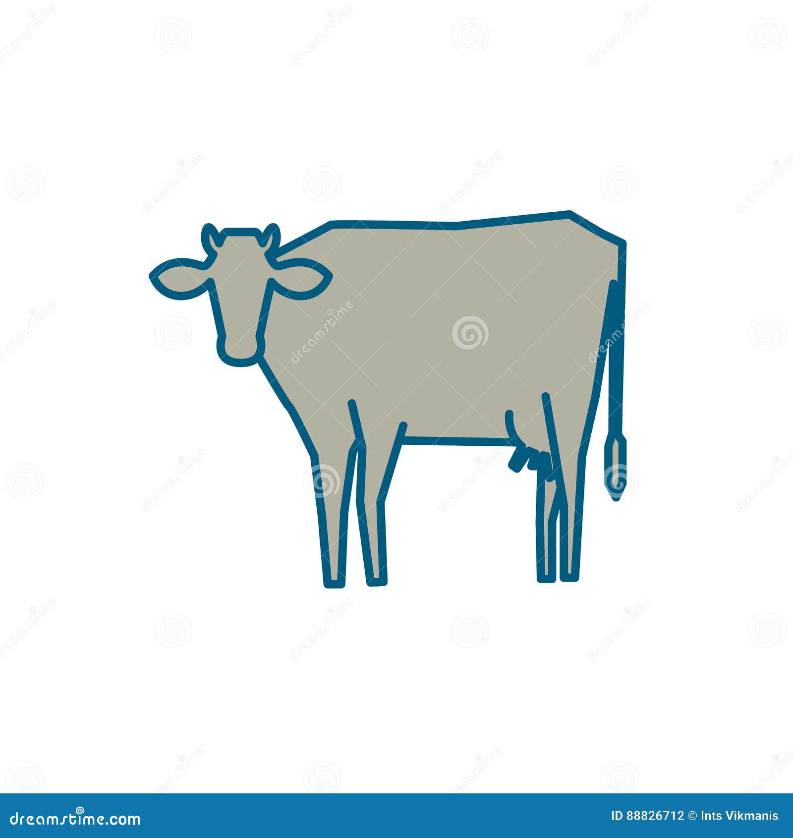 Linie Schattenbild Der Stehenden Kuh Vektor Abbildung - Illustration ...