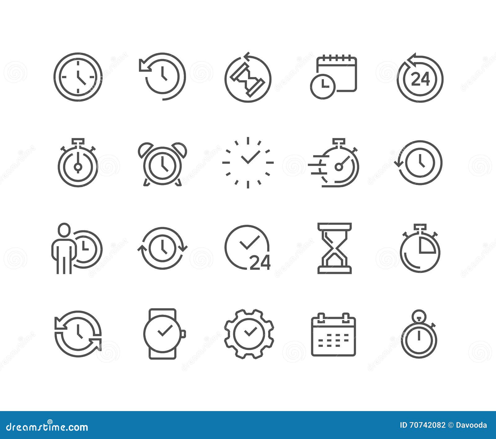 Linje Tid symboler vektor illustrationer. Illustration av element ...