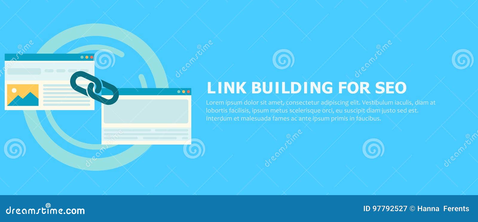 Link Building for Seo Banner. Two Pages are Connected by a Chain Stock ...