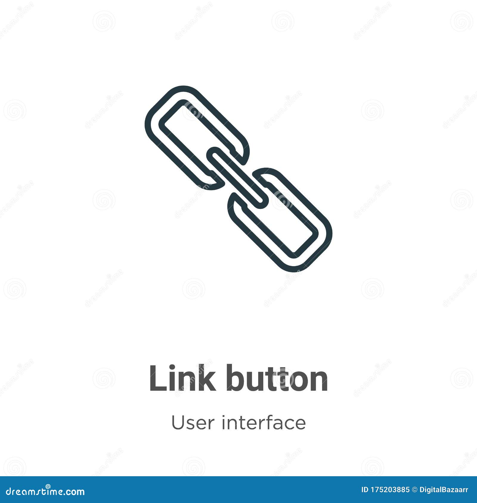 Link Button Outline Vector Icon. Thin Line Black Link Button Icon, Flat ...