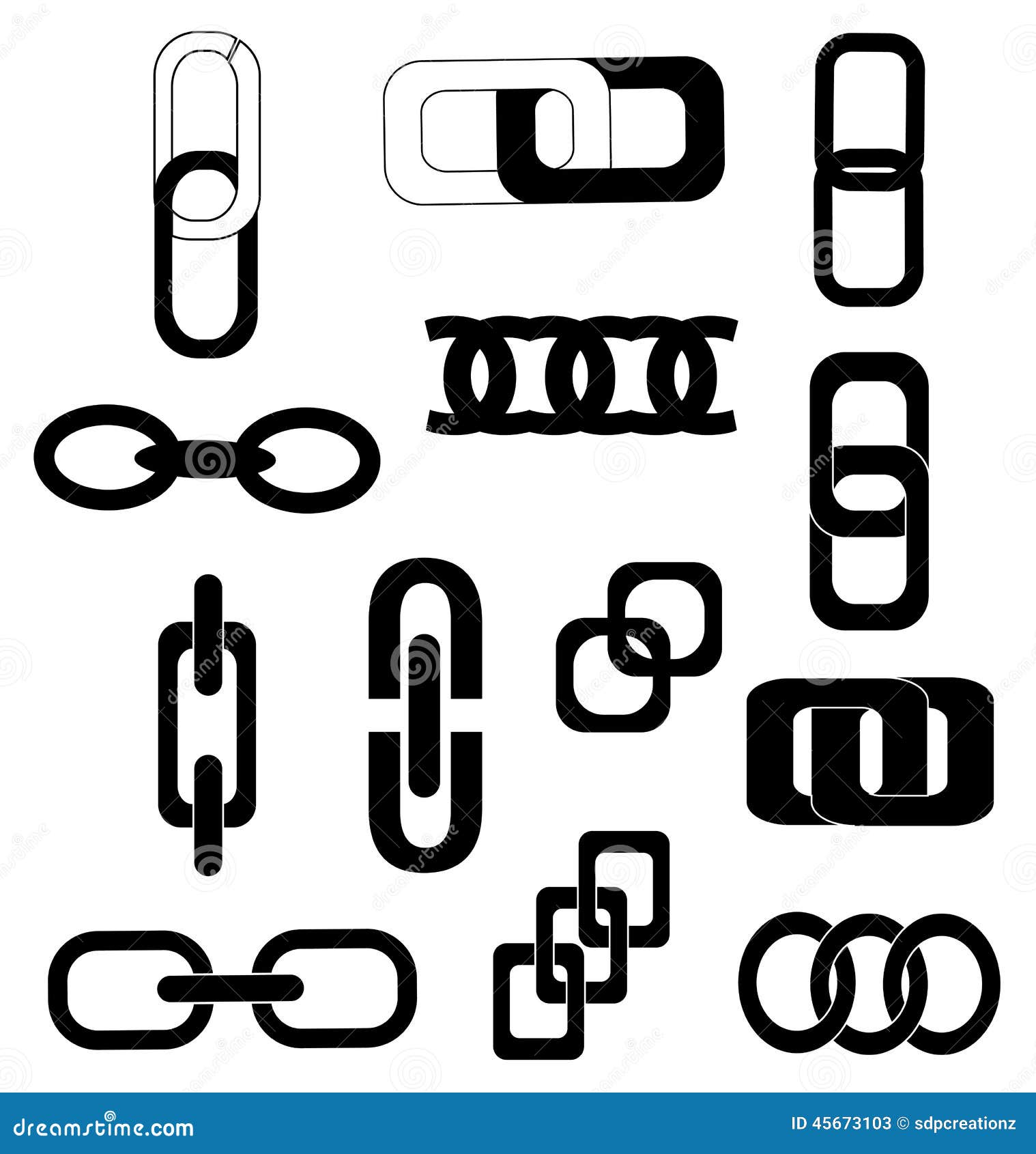 Link chain icons set stock vector. Illustration of chain - 45673103