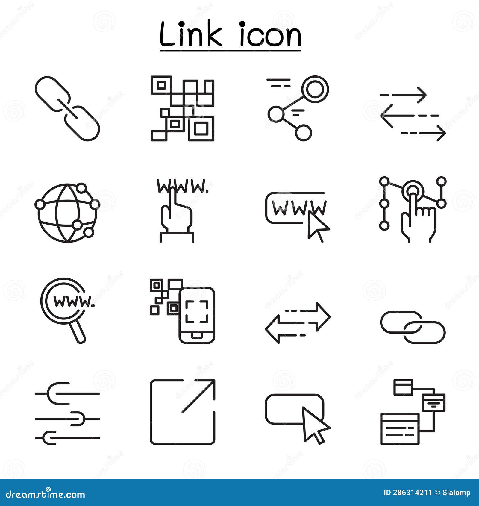 Link, Communication, Network, Data Sharing Icon Set in Thin Line Style ...