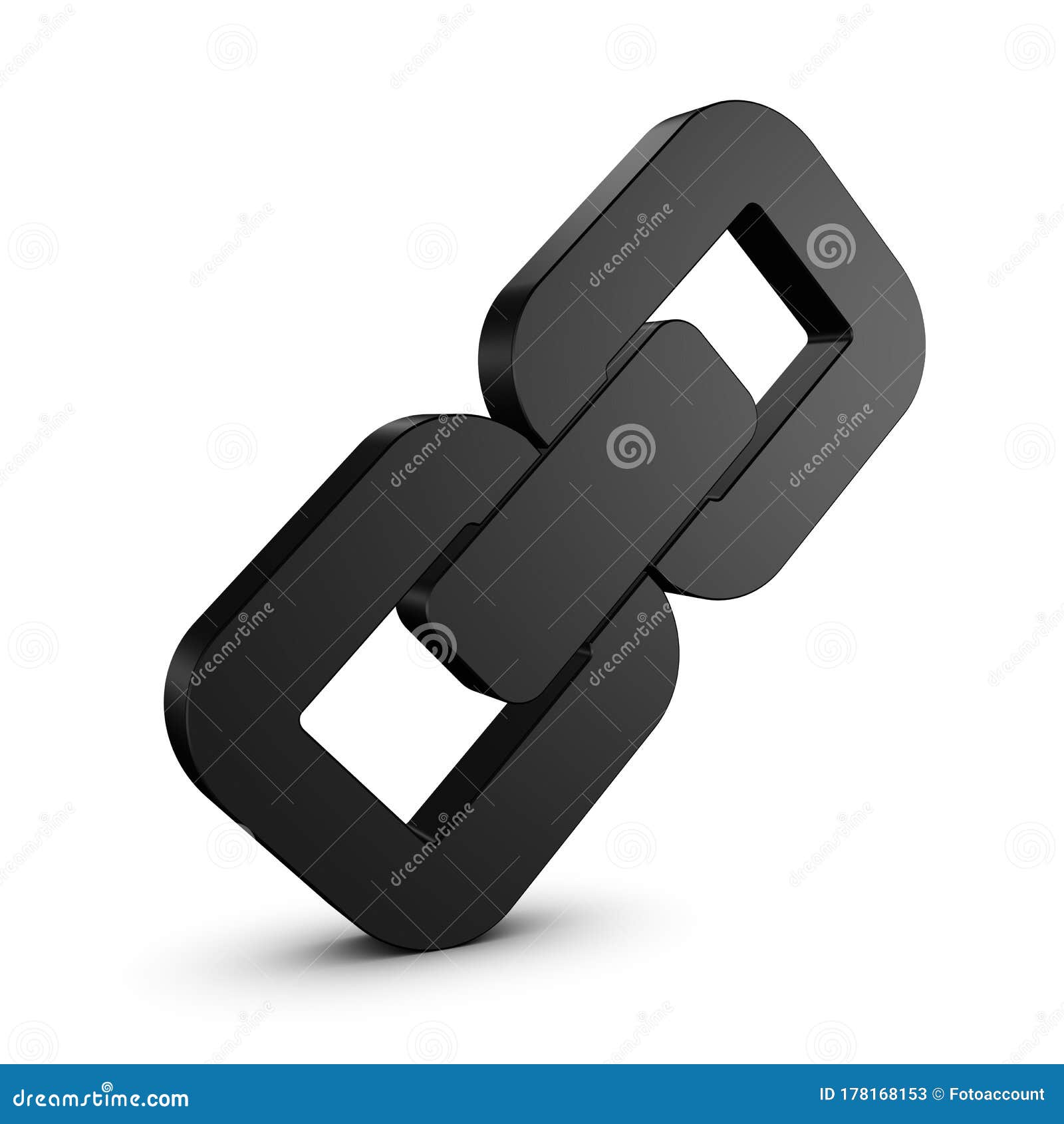 Link/Hyperlink Sign with Shadow - Black 3D Illustration - Isolated on ...