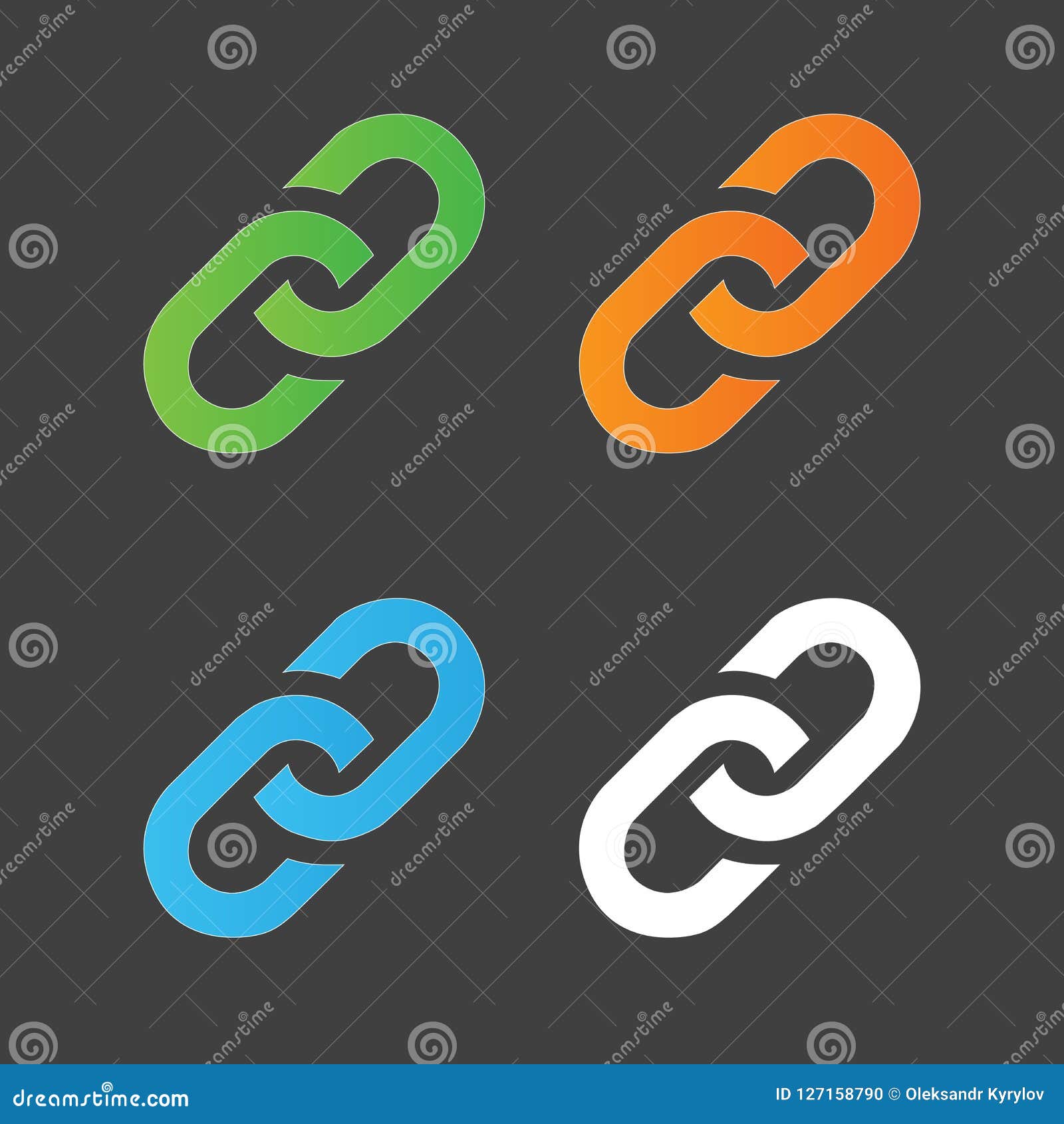 Link Icon Colorful Set. Hyperlink Chain Symbol. Simple Icon. Vector ...