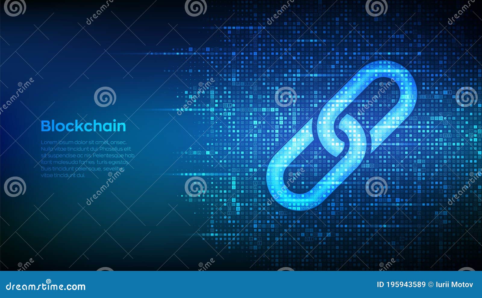 Link Icon Made with Binary Code. Blockchain Technology. Cooperation Symbol Stock Illustration ...
