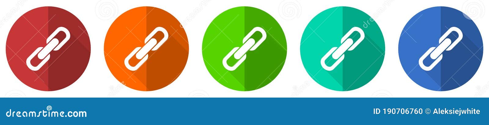 Link Icon Set, Red, Blue, Green and Orange Flat Design Web Buttons ...