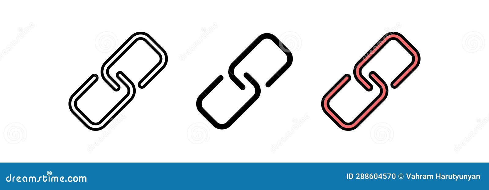 Link Icons Collection. Hyperlink Chain Symbols Lined, Isolated and ...