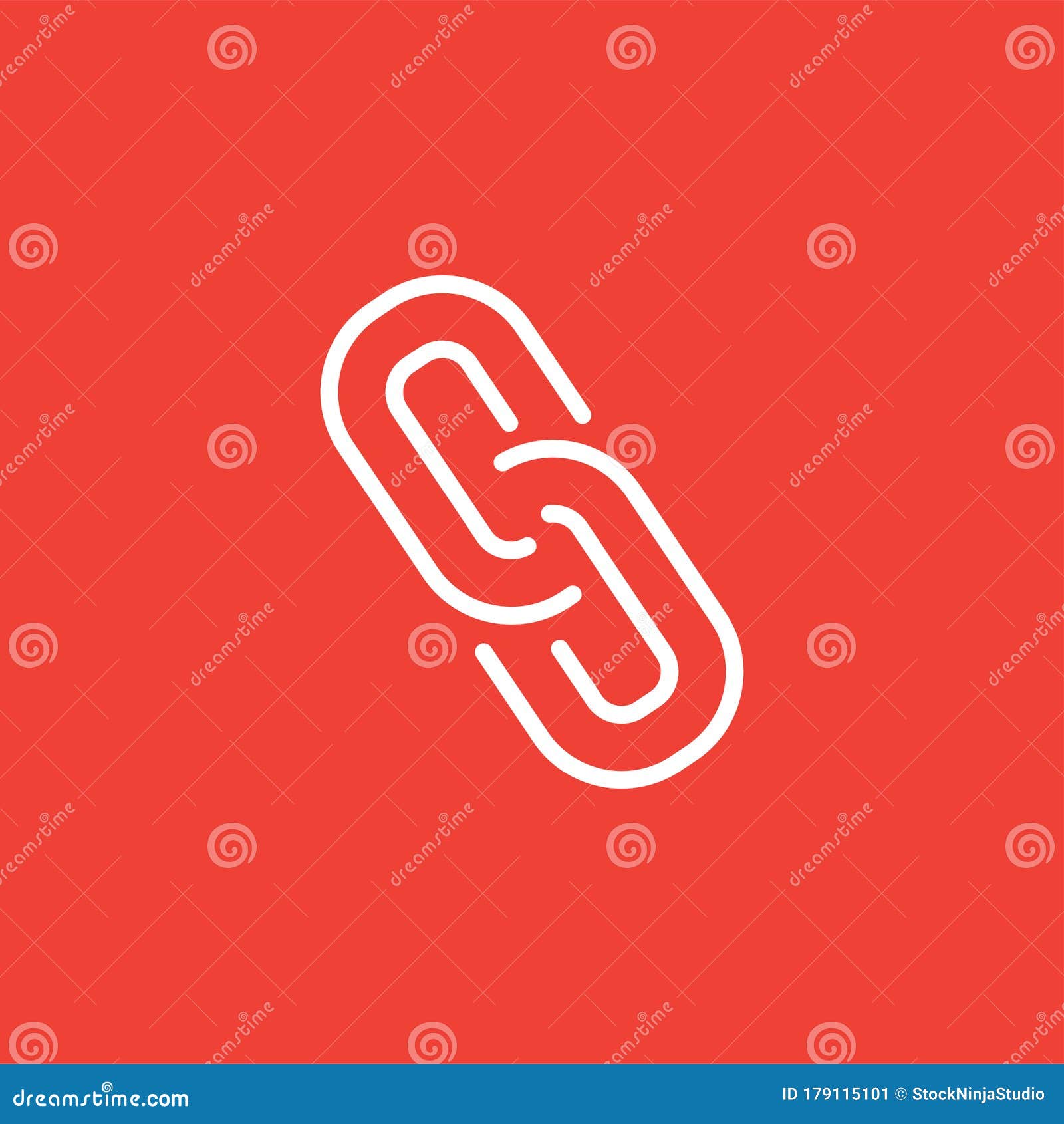 Link Line Icon on Red Background. Red Flat Style Vector Illustration ...