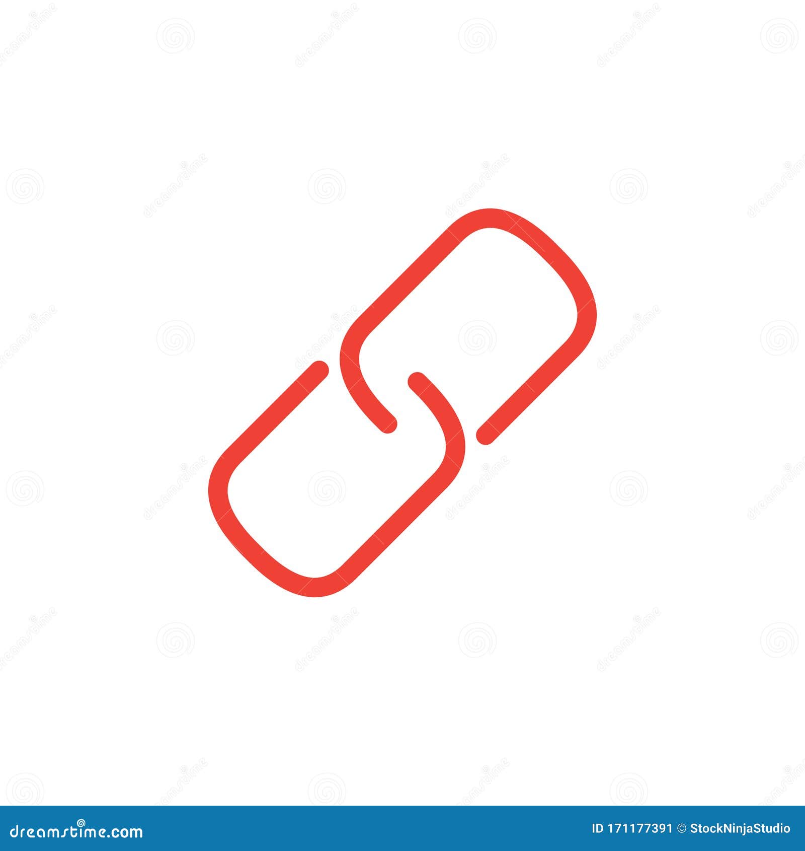 Link Line Red Icon on White Background. Red Flat Style Vector ...