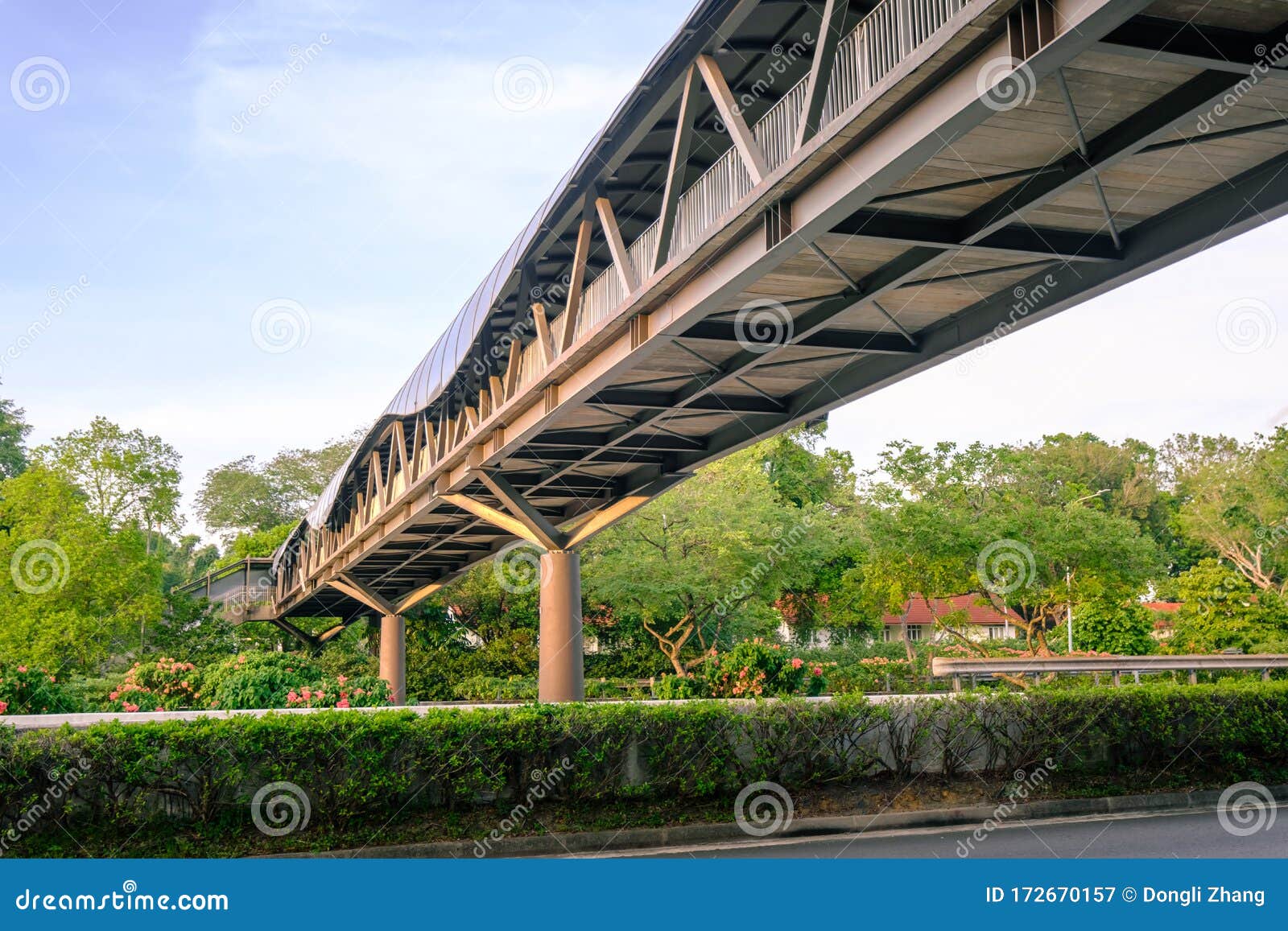 Link Pedestrian Bridge Over the Traffic Road Stock Image - Image of ...