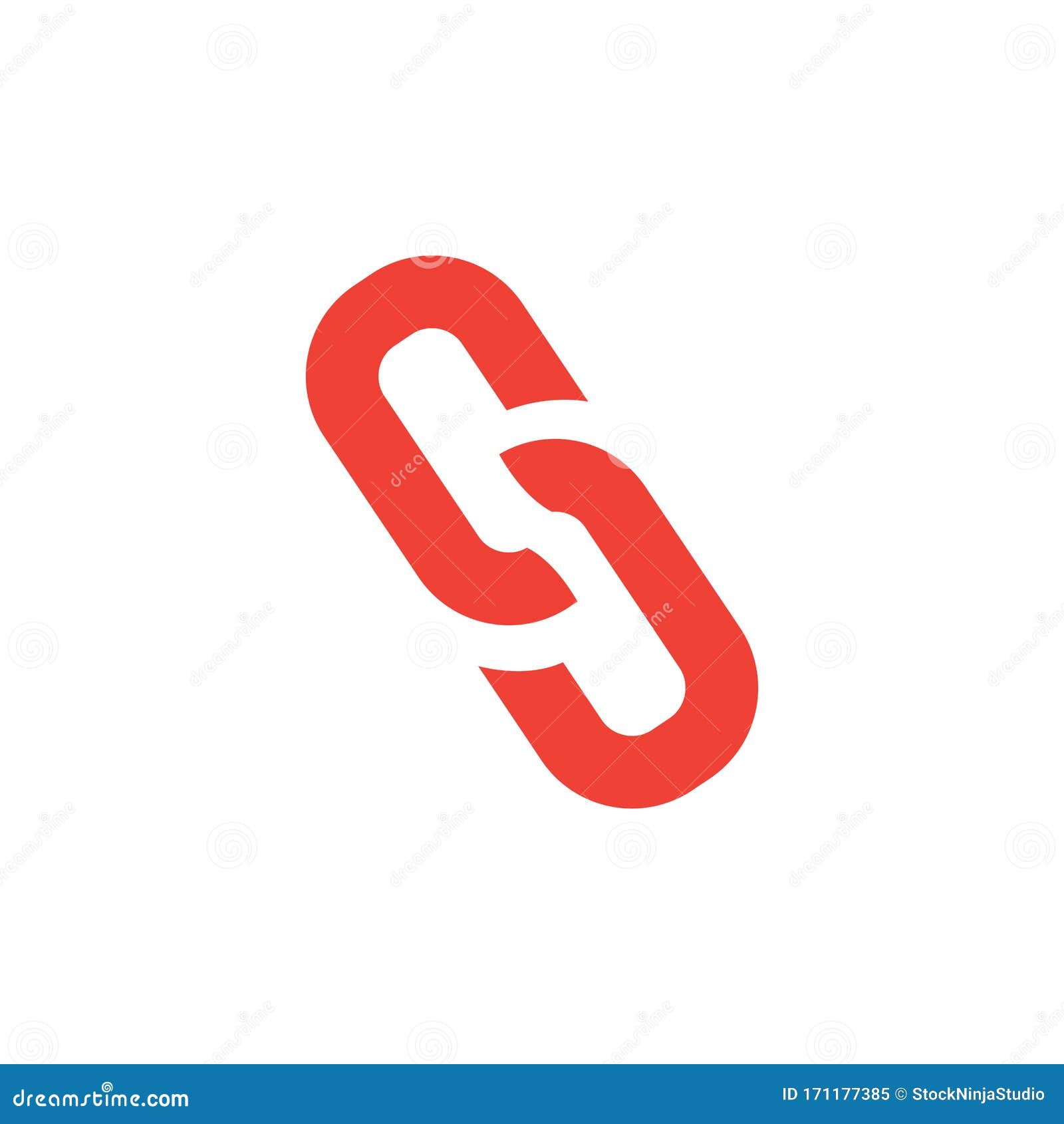 Link Red Icon on White Background. Red Flat Style Vector Illustration ...