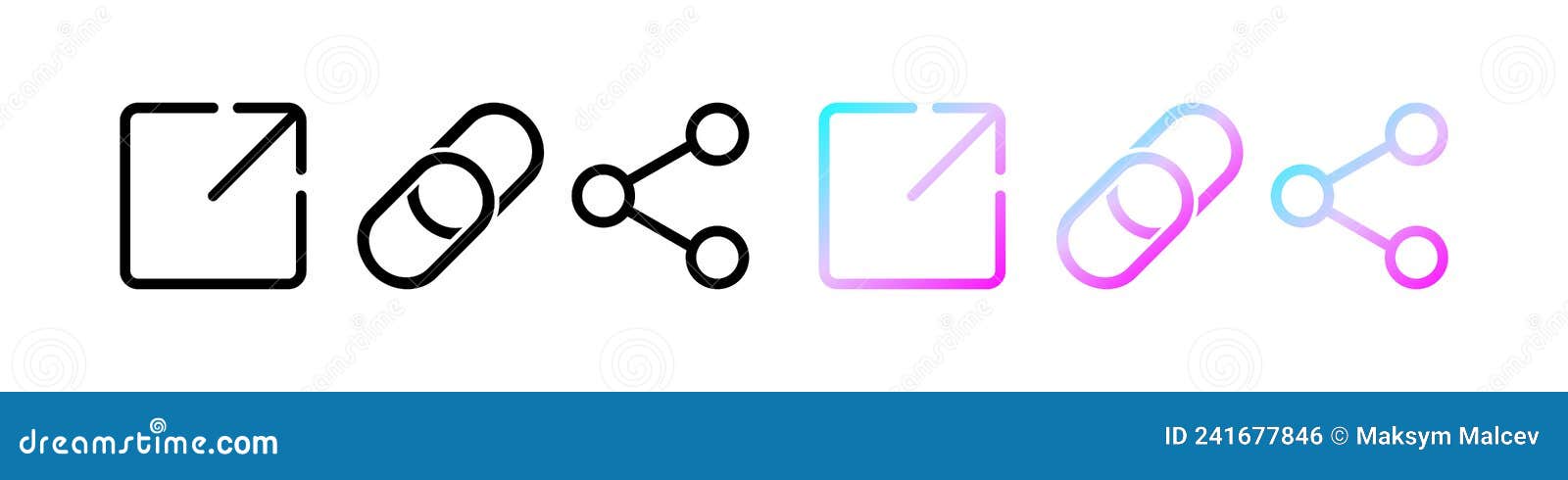 Link, Share Link, External Link Icon Set. URL Symbols. Redirecting Links Button. Web UI Design ...