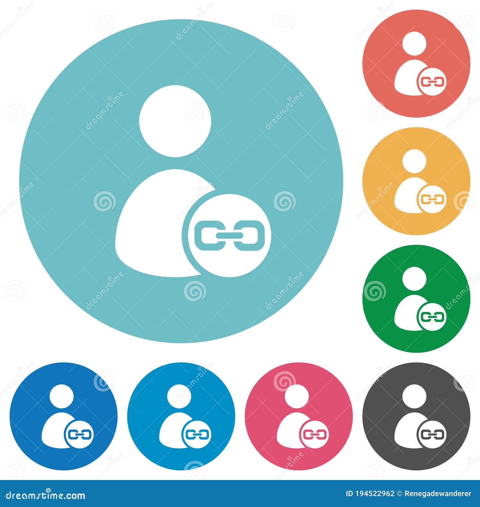 Link User Account Flat Round Icons Stock Vector - Illustration of chain ...