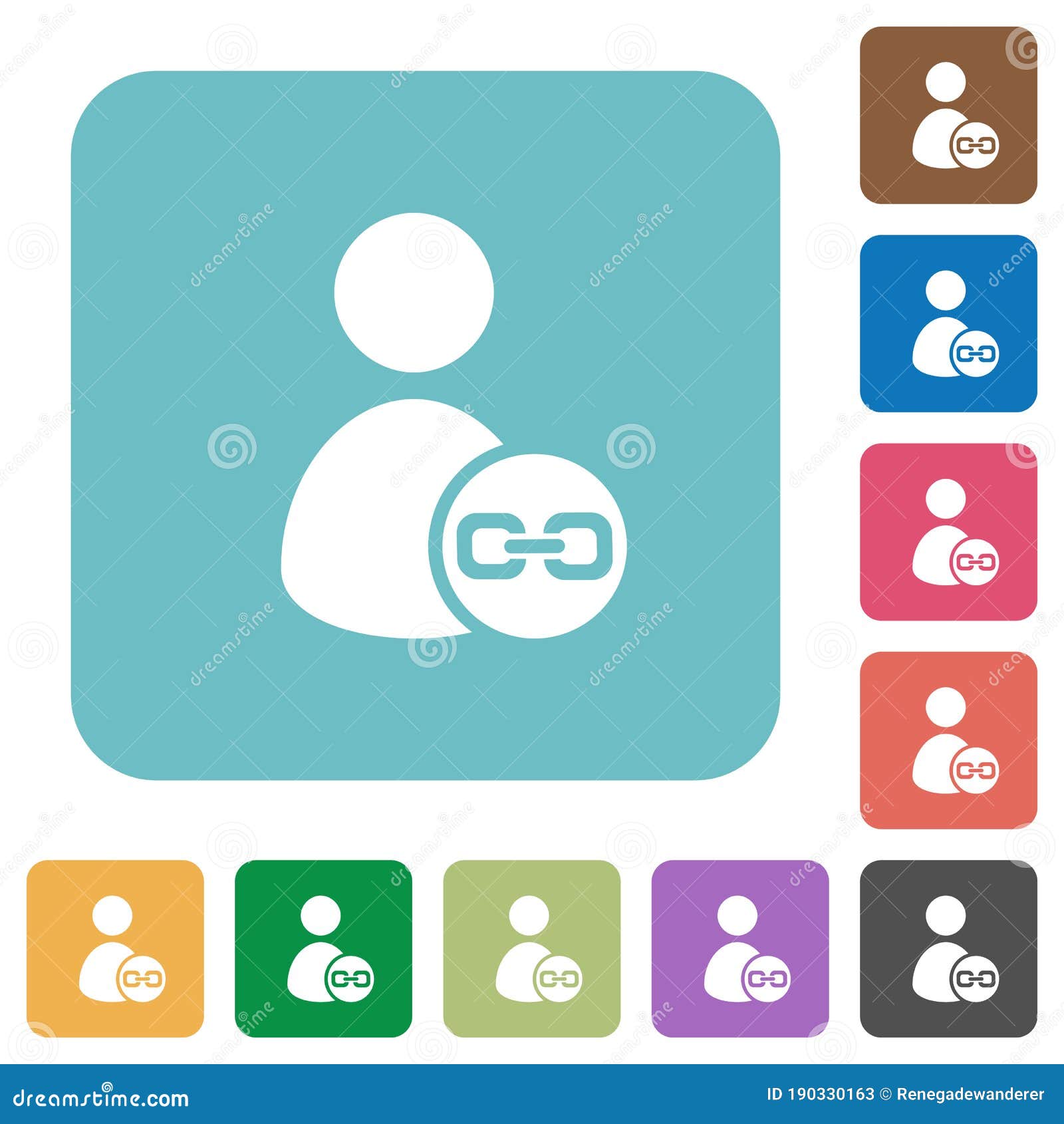 Link User Account Rounded Square Flat Icons Stock Vector - Illustration ...