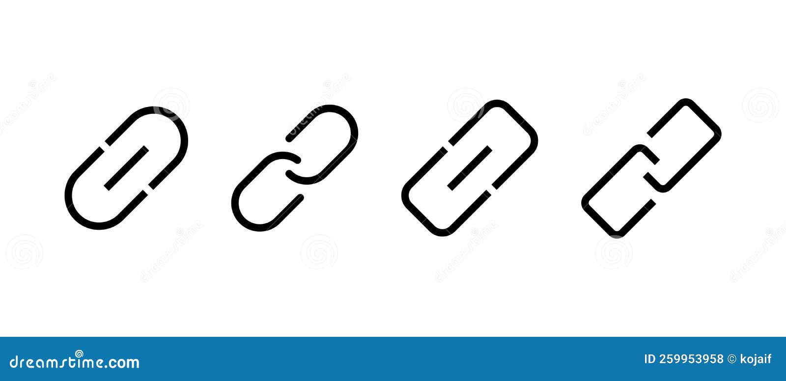 Link Vector Icons Set. Internet URL, Web Page Hyperlink Chain Symbol Stock Vector - Illustration ...