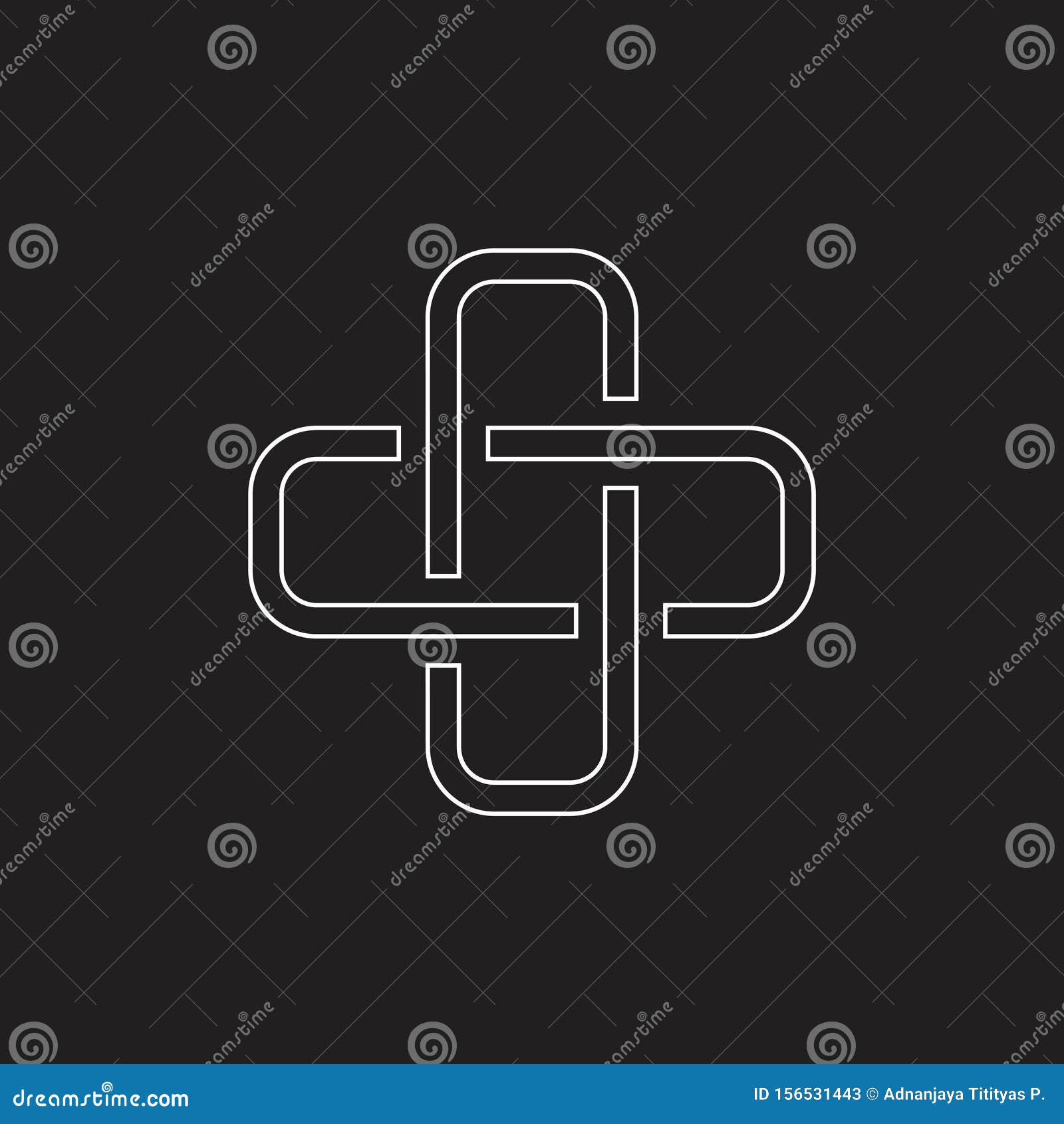 Linked Chain Plus Overlap Line Symbol Logo Vector Stock Vector ...