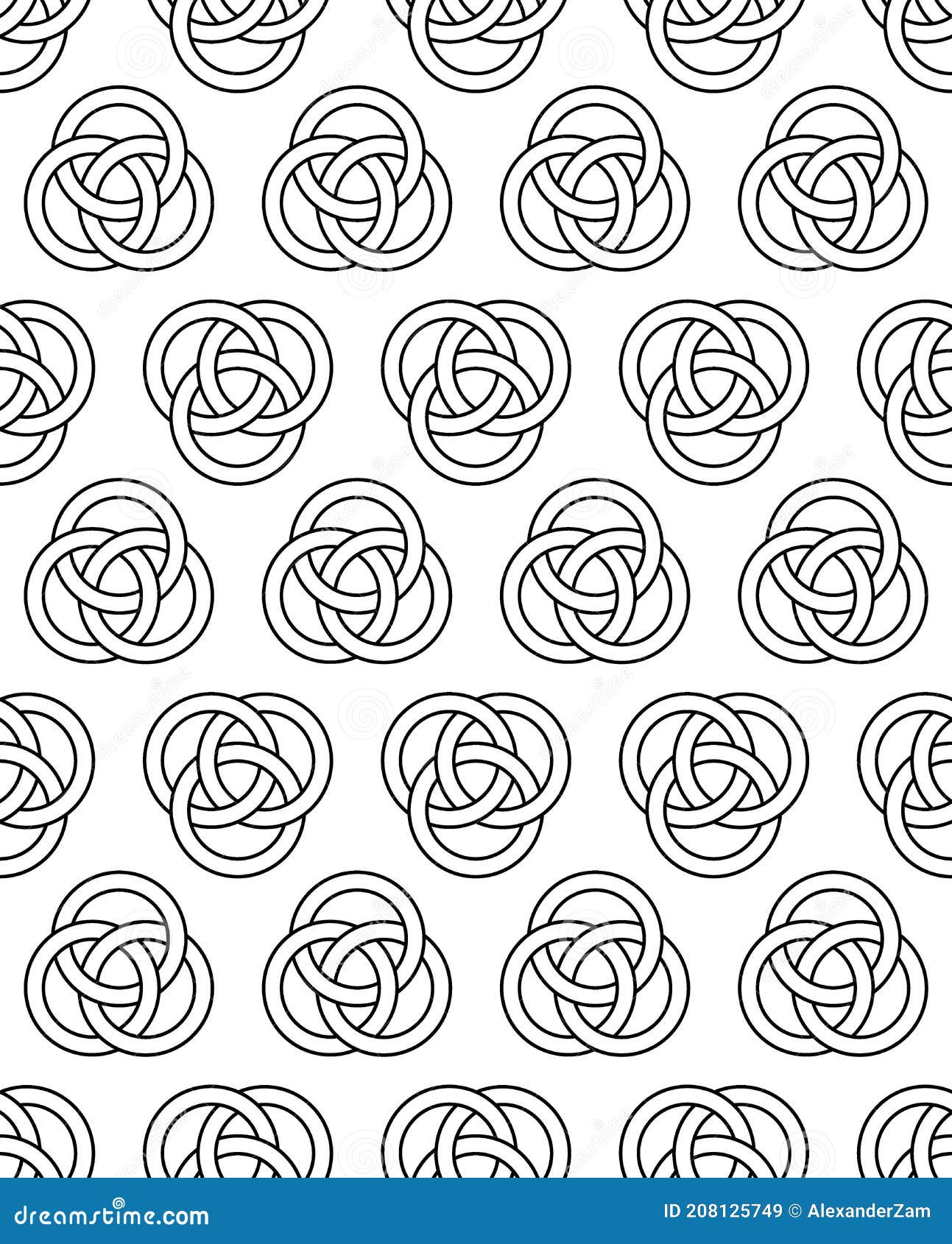 Linked circles pattern stock vector. Illustration of crossing - 208125749