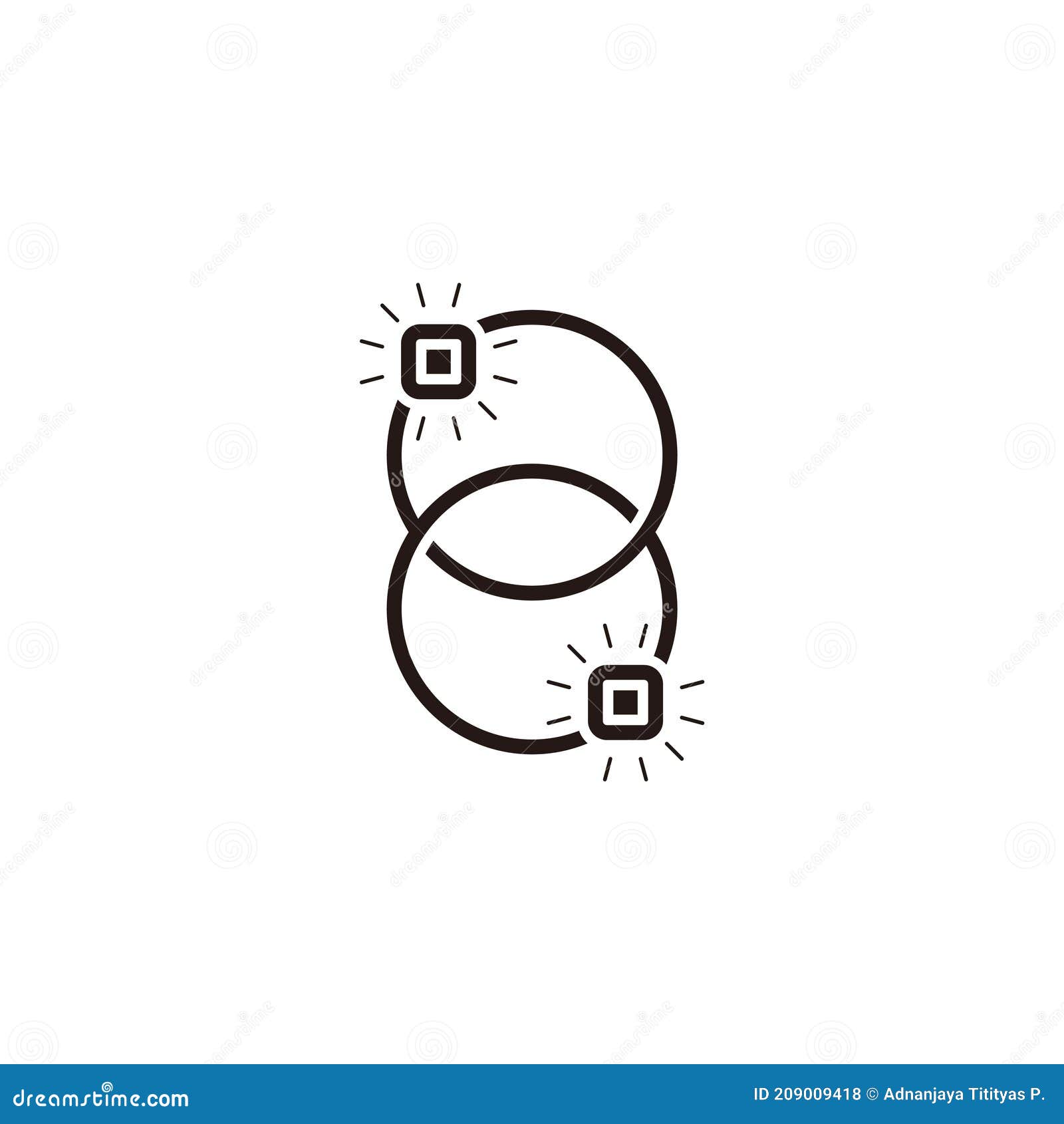 Linked Circles Rings Object Unique Geometric Line Logo Vector Stock ...