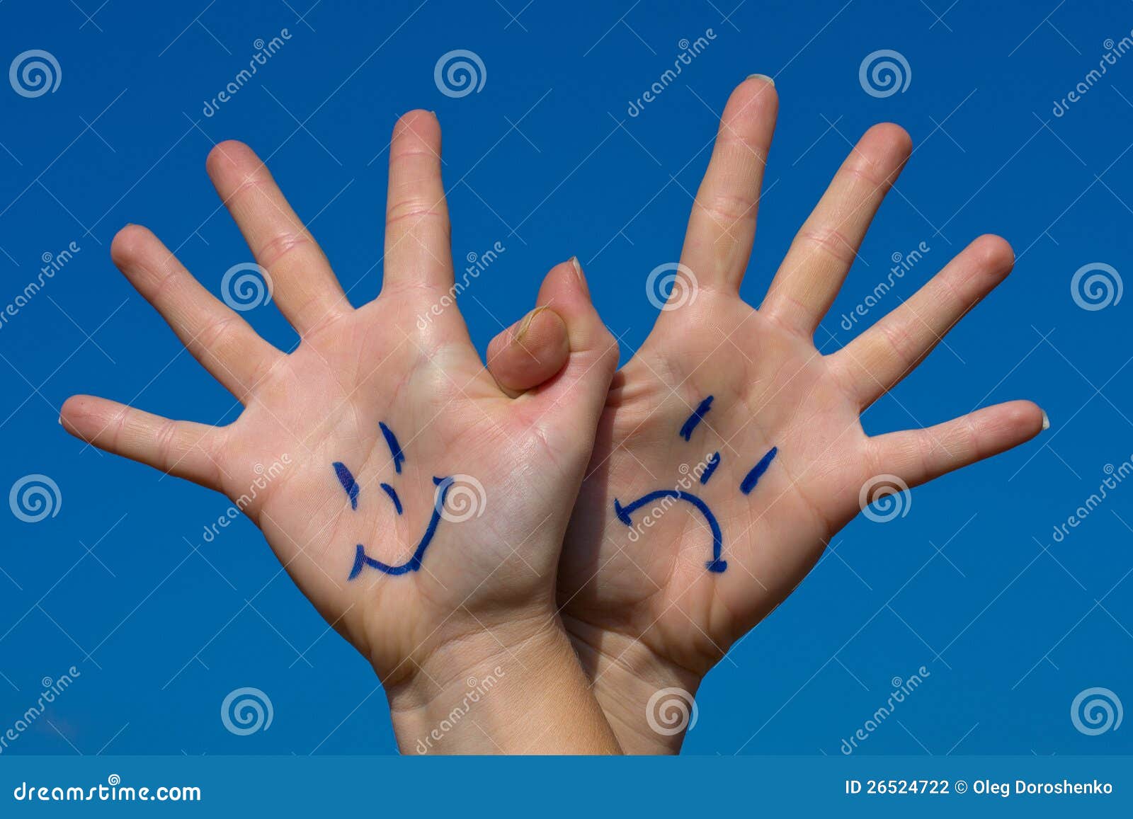 Linked Hands with Smiles and Sadness Pattern Stock Photo - Image of ...