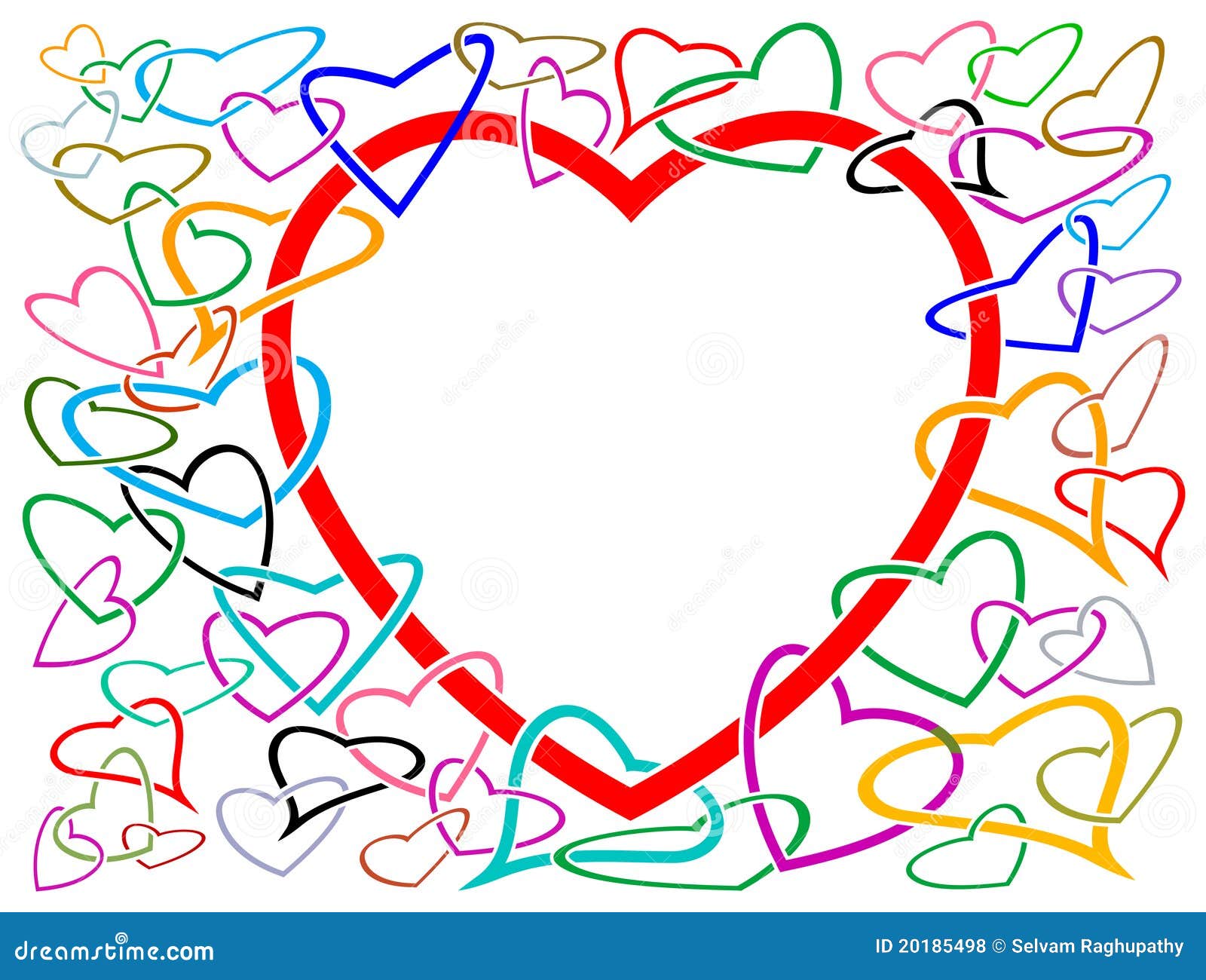 Linked hearts stock vector. Illustration of line, friendship - 20185498