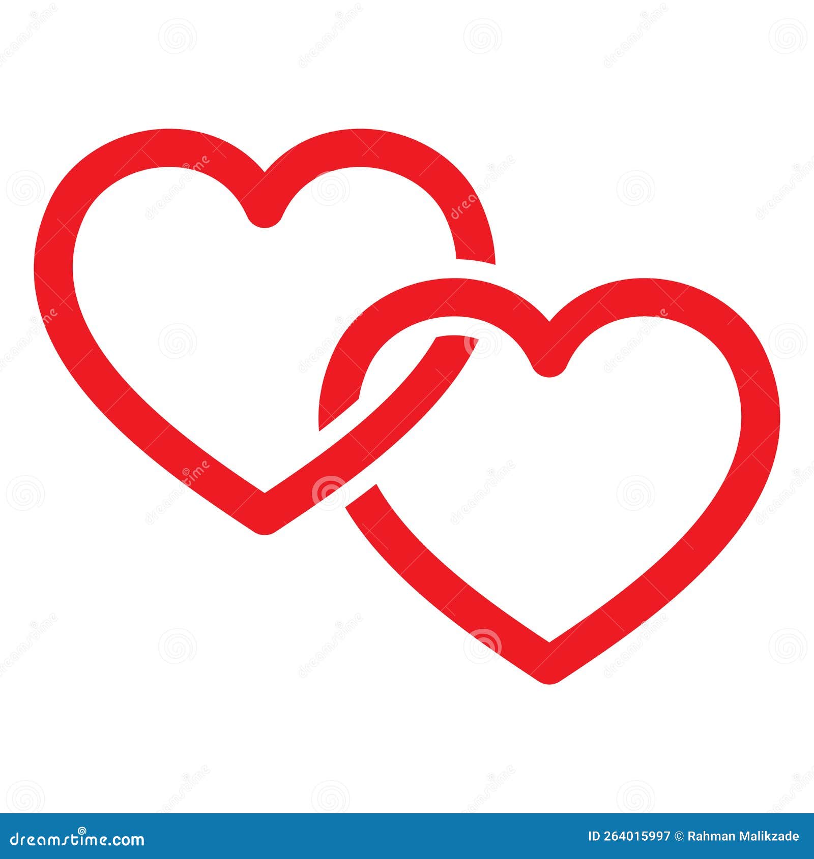 Linked Hearts Icon. Loop from Two Hearts Vector Illustration Stock ...