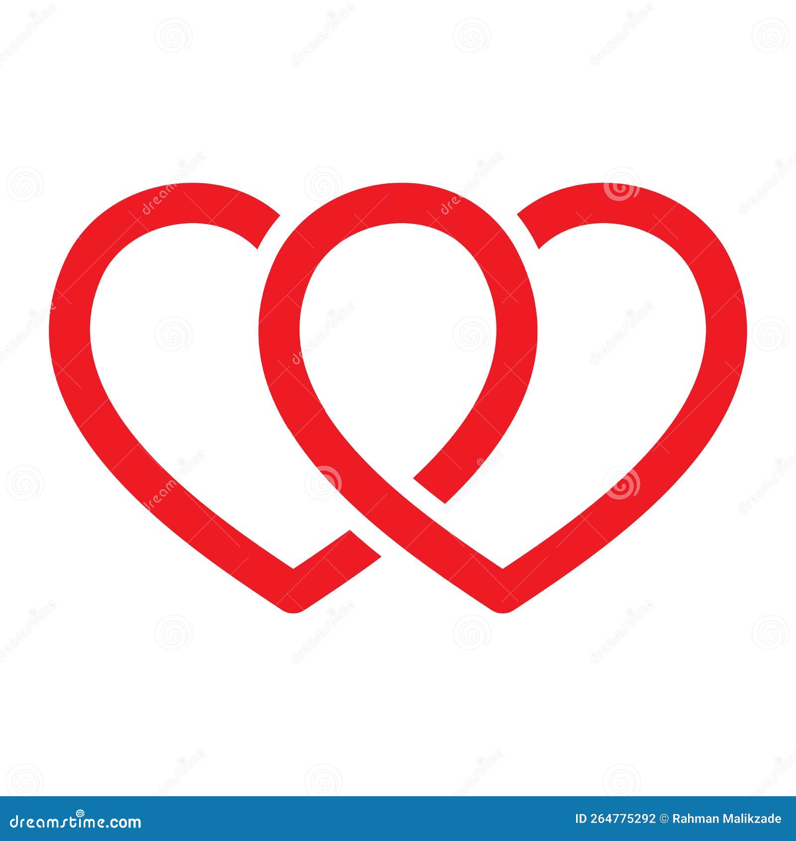 Linked Hearts Icon. Loop from Two Hearts Vector Illustration Stock Vector - Illustration of ...