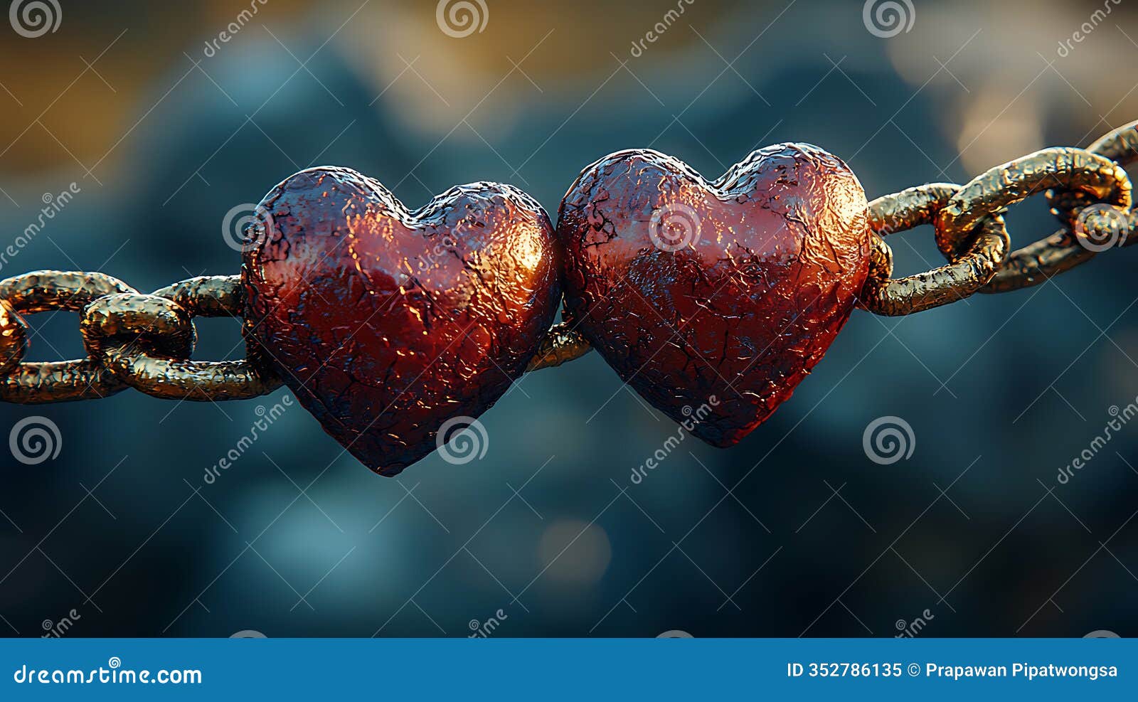 Linked Hearts Symbolize Everlasting Bond and Connection in Love Stock ...