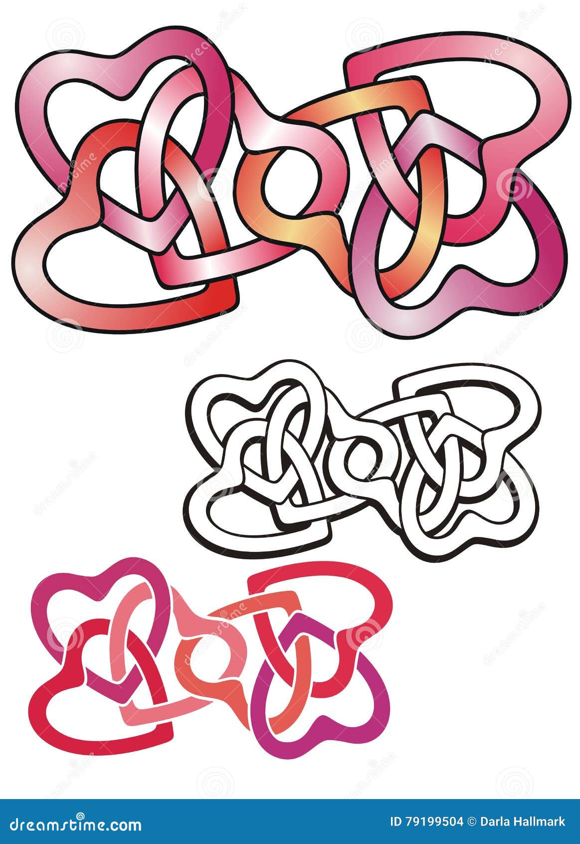 Linked hearts stock vector. Illustration of symbolize - 79199504