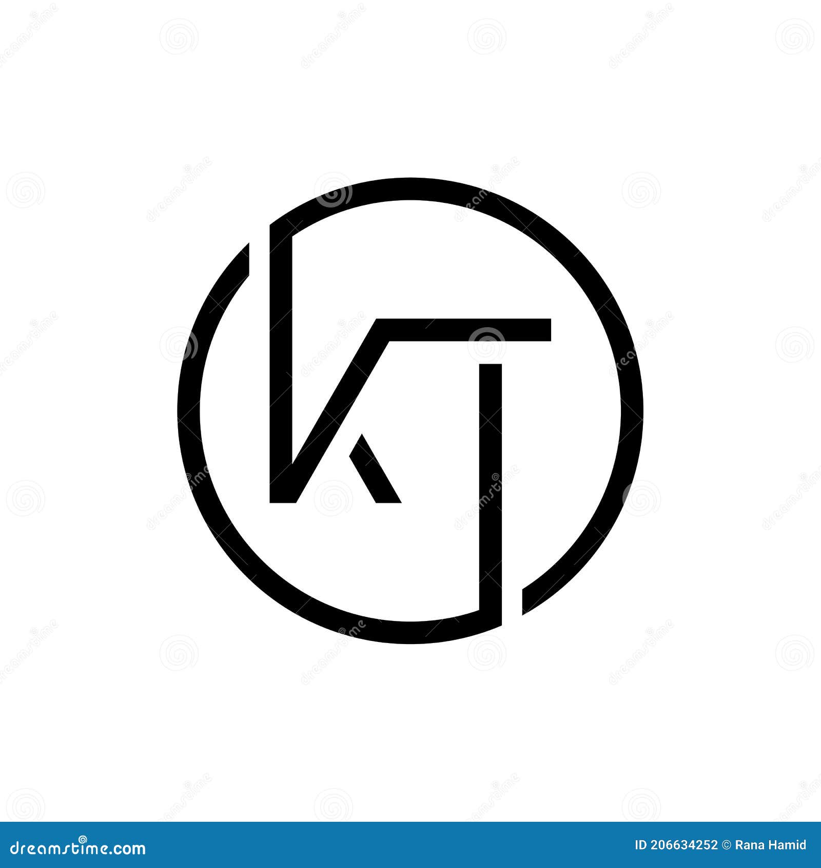 Linked Letter KT Logo Design Vector Template. Creative Circle KT ...