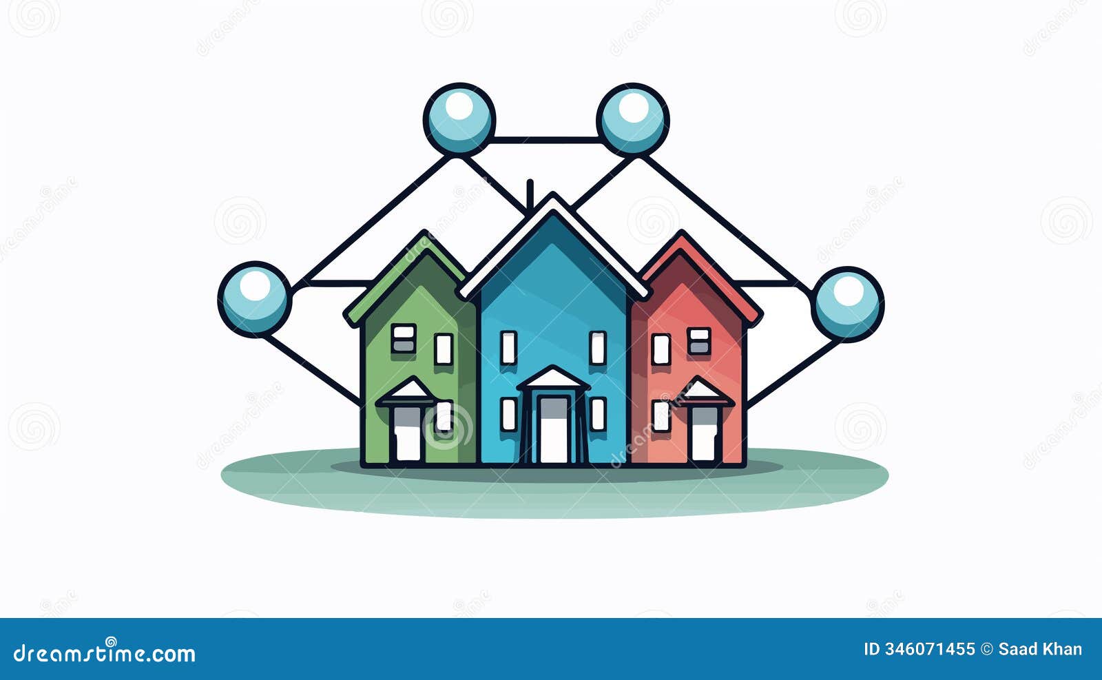 Linked Linear House Symbol Vector Cartoon Stock Illustration ...
