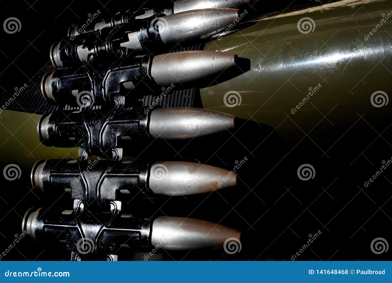 Linked 30 Mm Cannon Shells. Stock Photo - Image of numbers, panels ...
